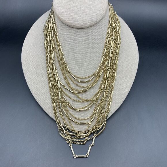 Unbranded | Jewelry | Layered Multi Chain Necklace Gold Tone Bar Link ...